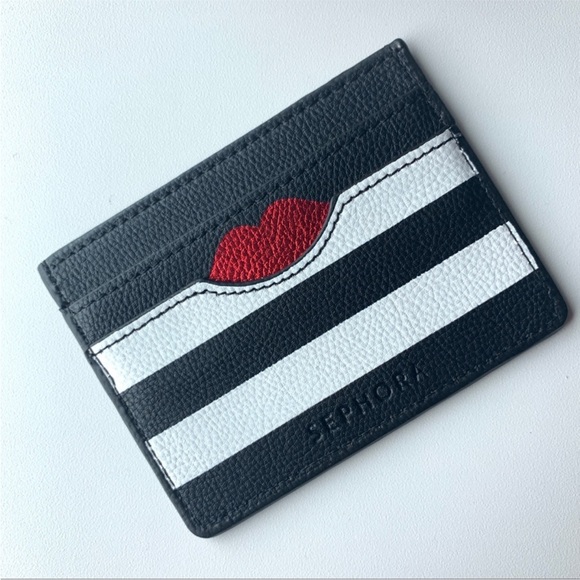 Sephora | Accessories | Sephora Striped Black White Lips Card Holder ...